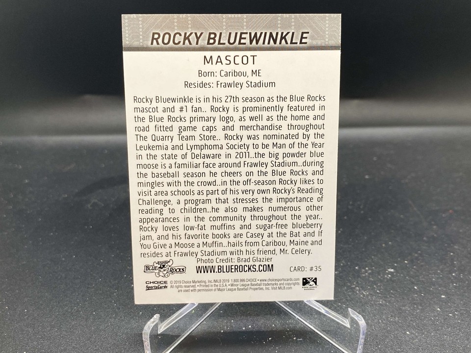 Rocky Bluewinkle 2019 Choice Mascot #35 Wilmington Blue Rocks Royals | eBay