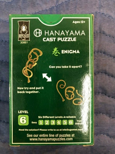 Hanayama Cast Puzzle Enigma Level 6 Metal Brain Teaser for sale online ...