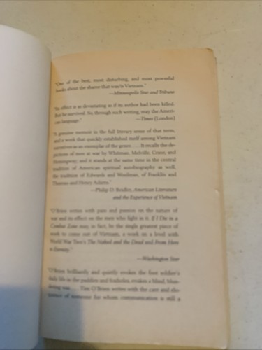 IF I DIE IN A COMBAT ZONE BOX ME UP ... - SIGNED by TIM O'BRIEN ...