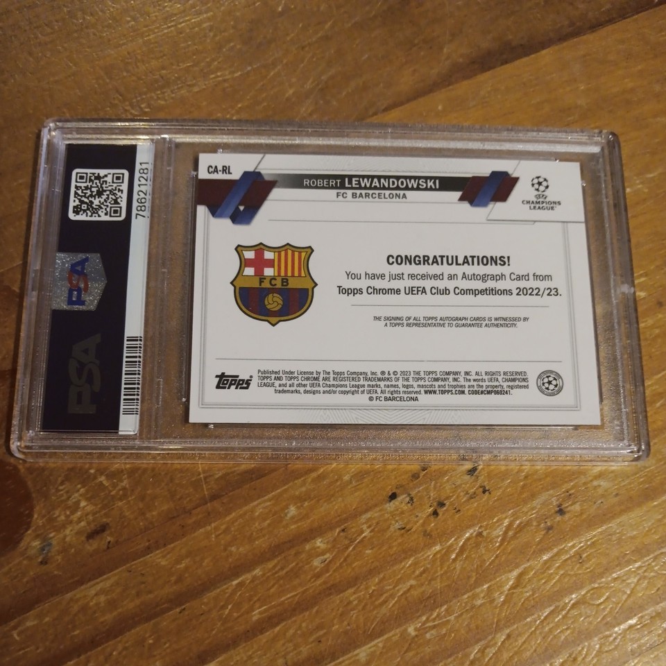2022-23 Topps Chrome UCC Robert Lewandowski - Orange Lava Auto SSP PSA ...
