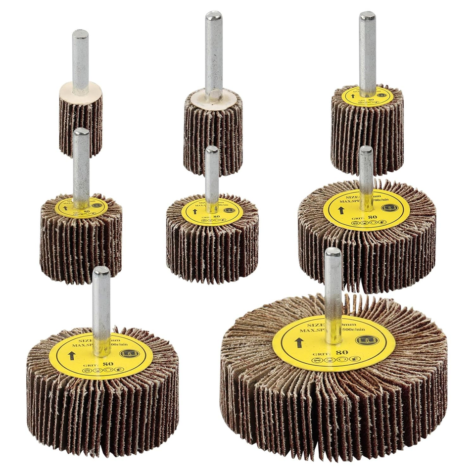 8 Pcs Flap Wheel Sander Set, 1/4" Shank 8Size Flapper Wheel, SHITIME ...