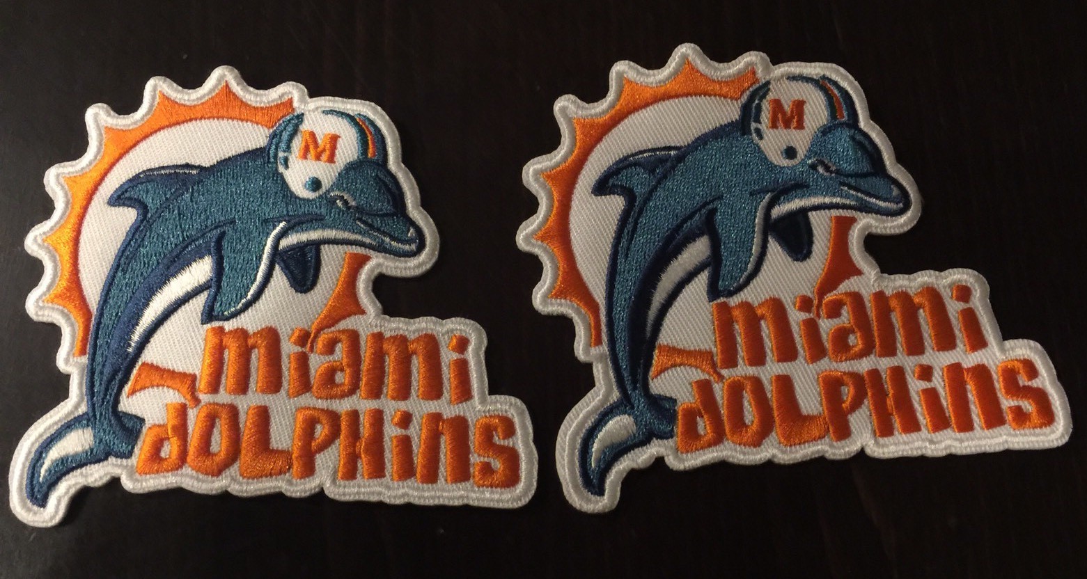 (2)-Miami Dolphins Vintage/ Retro Embroidered Iron On Patches 4"x 3 1/2" | eBay