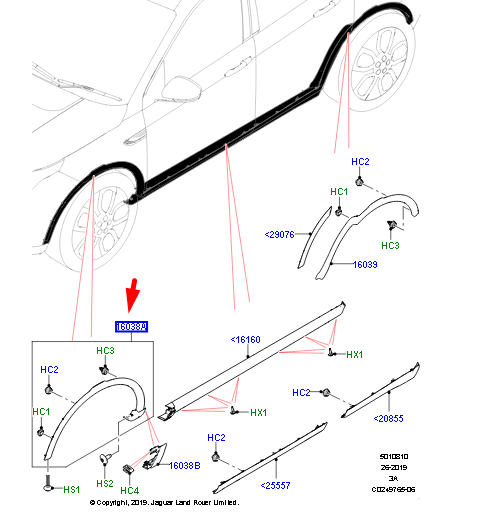 OEM Land Rover Discovery Sport L550 Front Right Arch Molding LR123726 ...