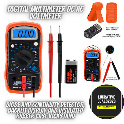 Mini LCD Backlit Display Digital Multimeter Measures Resistance ...