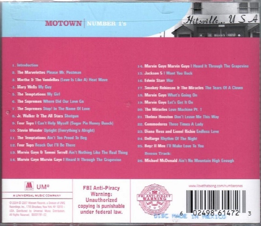 Various Artists MOTOWN Number 1's CD Very Good FREE SHIP in USA 26 ...