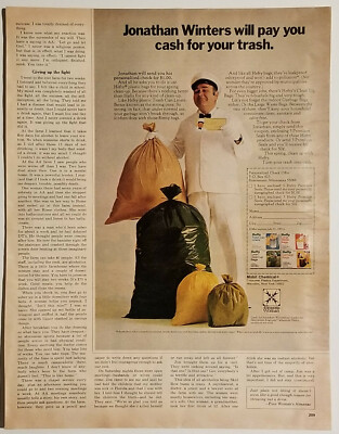 Vintage HEFTY Trash Bags 1971 Large Magazine Ad w/ JONATHAN WINTERS ...