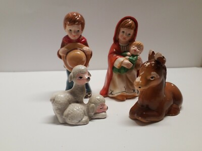 Vintage Enesco Nativity/Farmer Figurines 4 Piece Set Christmas | eBay