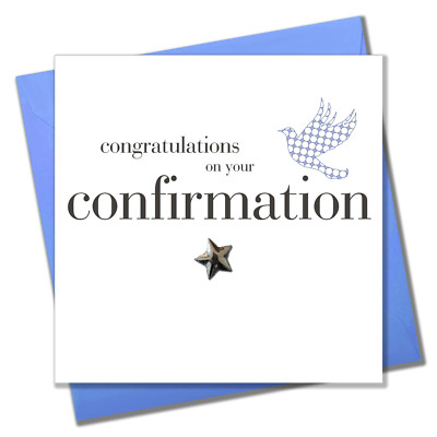 Confirmation Congratulations Card, Blue Dove, Embellished with a padded ...