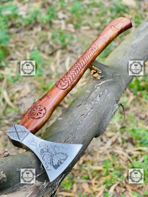 Axe Handmade Viking Style Hand forged Carbon Steel Axe Hatchet Wood ...
