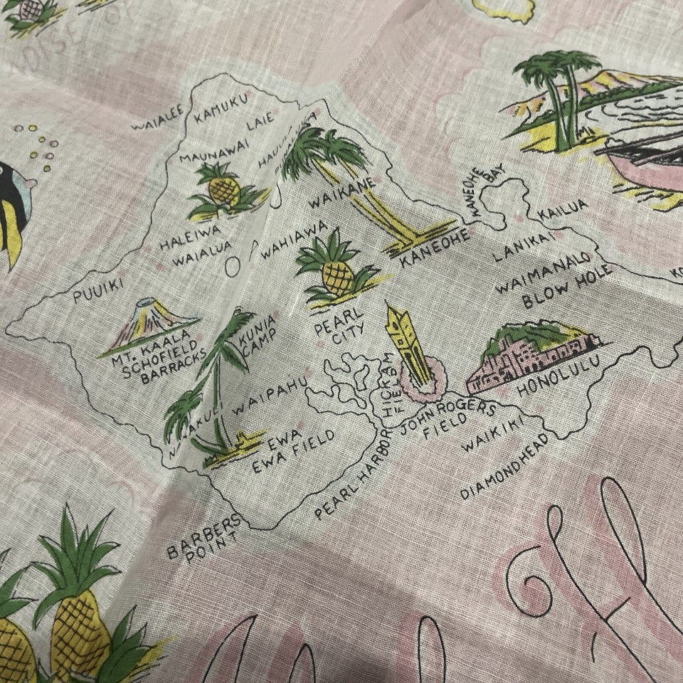 hawaii Map Pink vintage Hanky Handkerchief | eBay