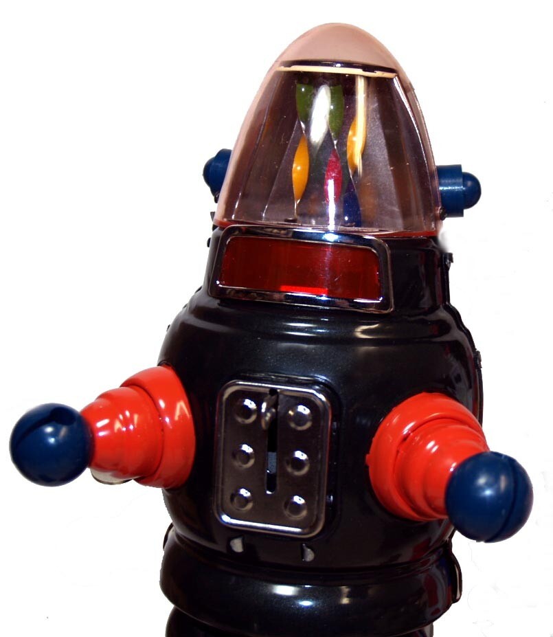 Moon Robot Robby the Robot Tin Toy Windup Ribbon Robot Yonezawa Design ...