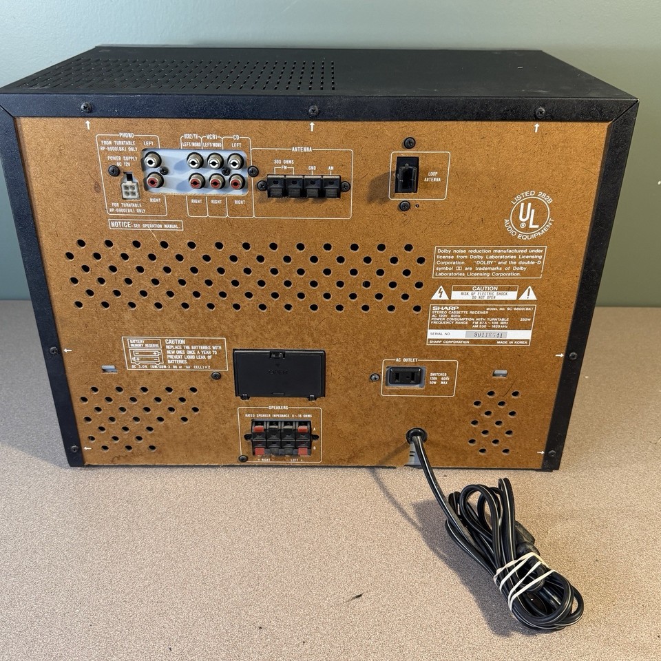 Sharp SC-6800 (BK) Stereo Synthesizer Tuner Dual Cassette AM/FM ...