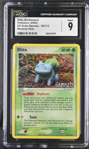 CGC 9 MINT Ditto [Bulbasaur] Delta Species 36/113 Reverse Holo STAMPED ...