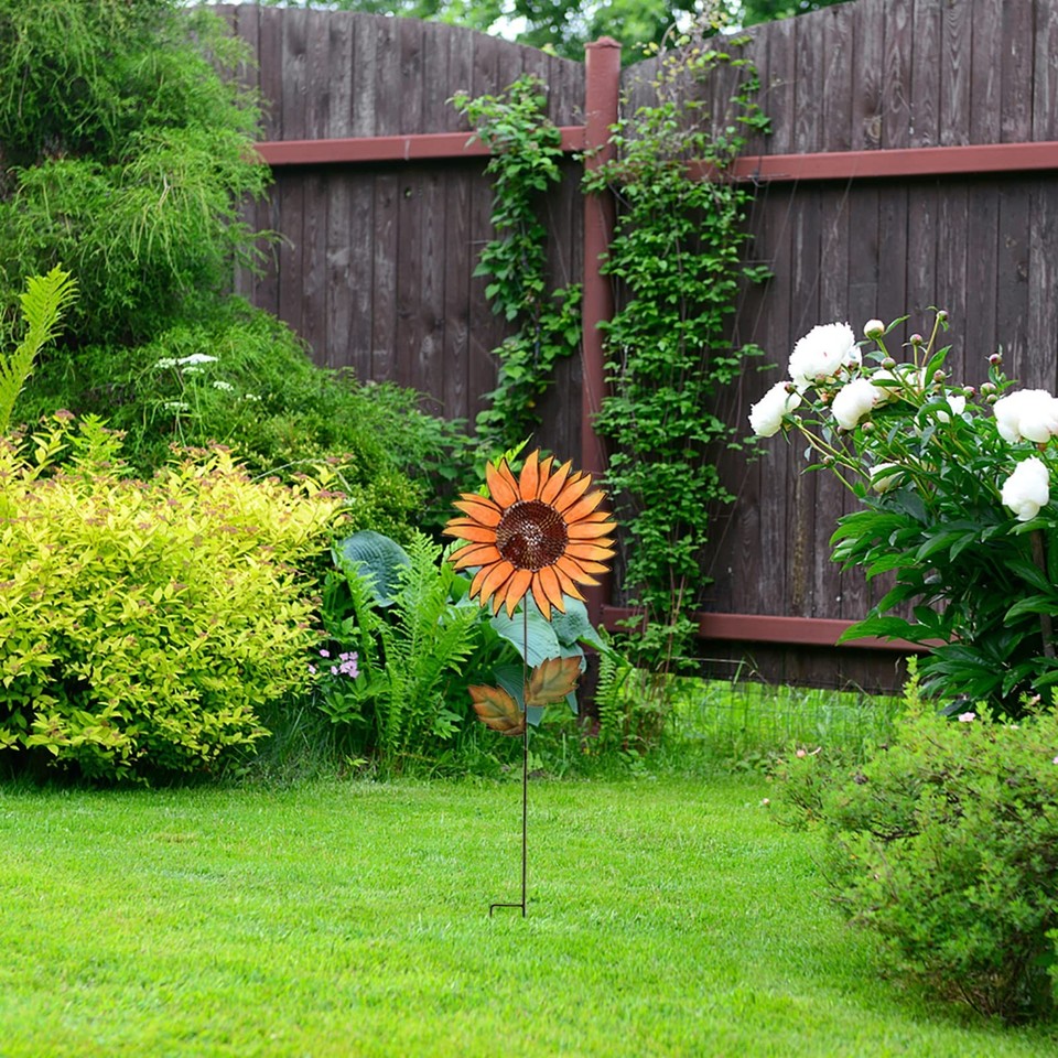 Metal Sunflower Garden Stakes Flower Yard Art Planter Stake Party Lawn ...