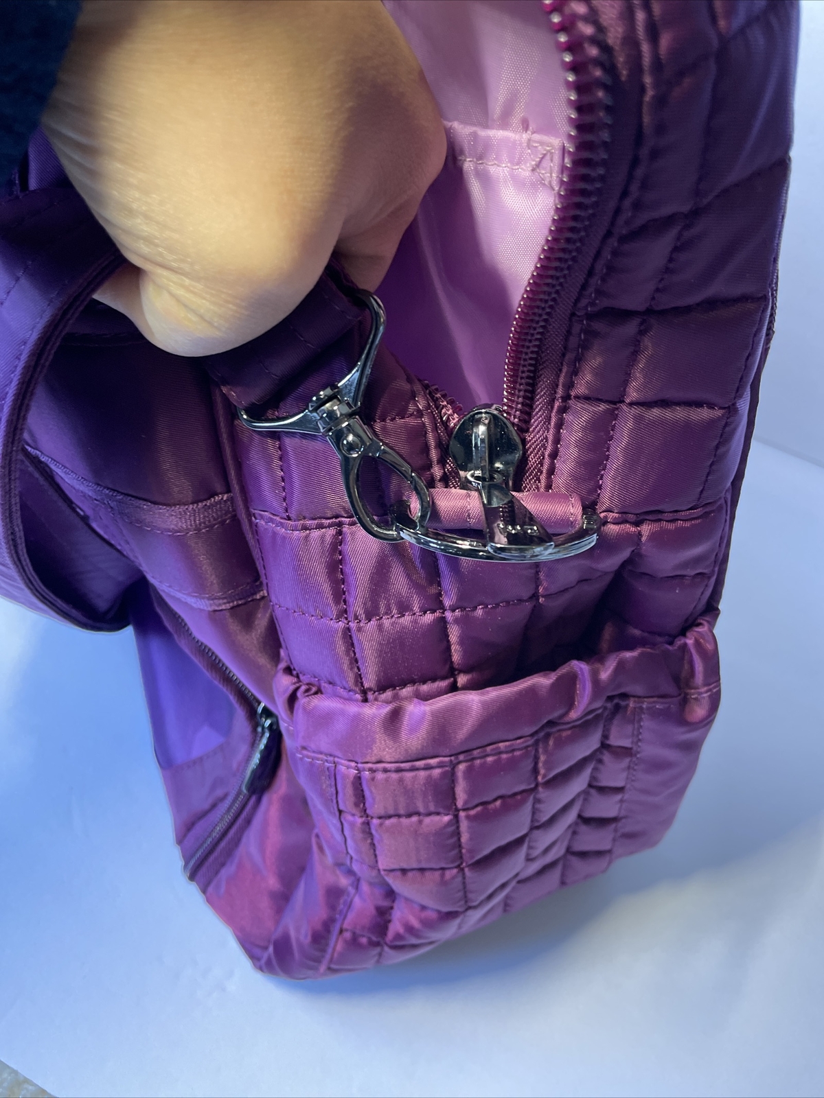 Lug Puddle Jumper Tote Bag Purple Plum Large Quilted Overnight Gym Bag ...