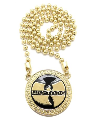 Hip Hop Iced Gold plated WU TANG Pendant & 5mm 30" Ball Chain Bling ...