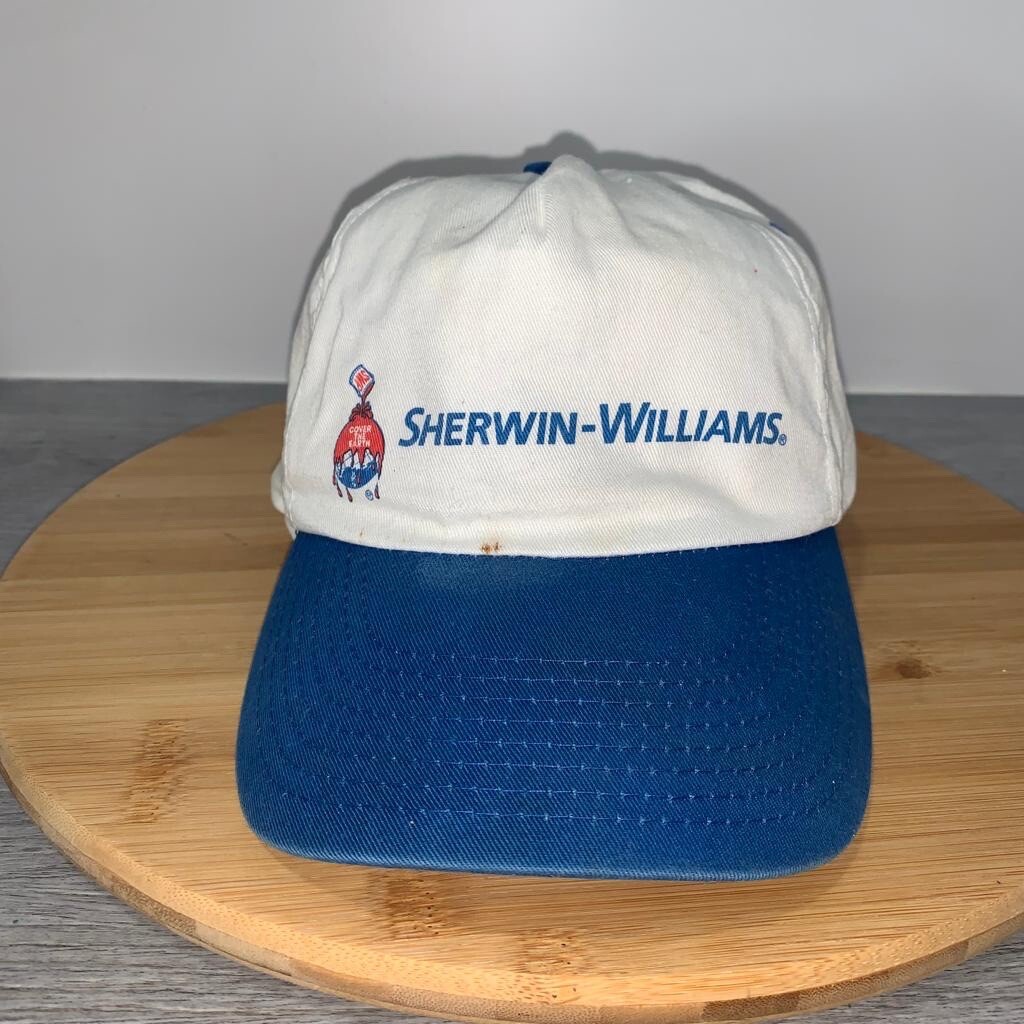 Vintage Sherwin Williams SnapBack Hat Cap White Paint… - Gem