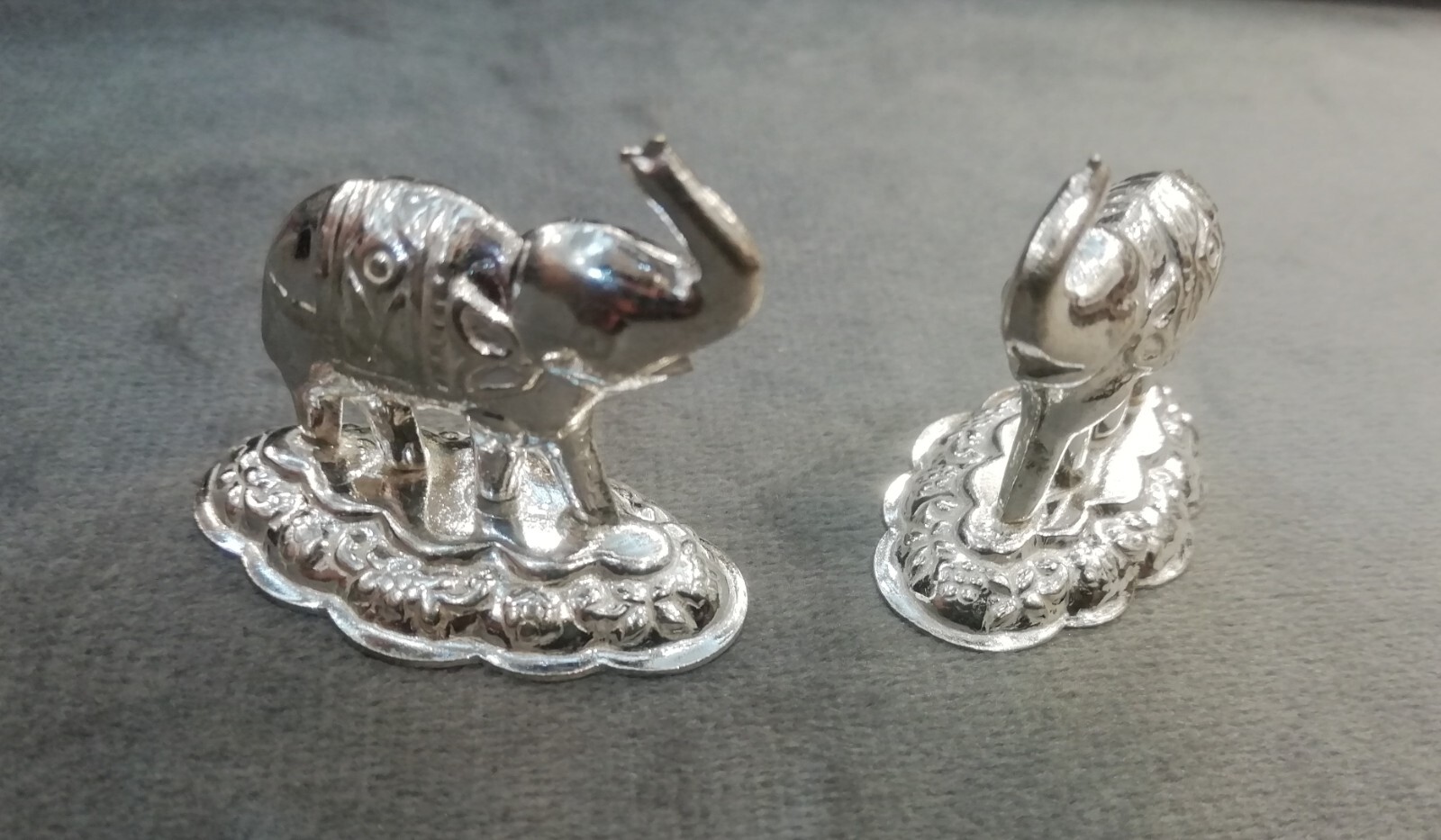 Pure Silver Elephant Idol Pair for Puja (Trunk Upside), Vastu and Rahu ...