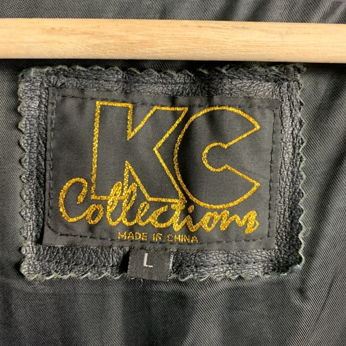 KC Collection Jacket Black Leather Collared Zip Side Buckle Design ...