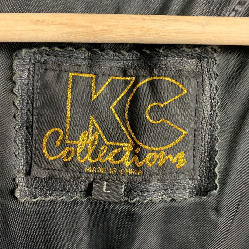 KC Collection Jacket Black Leather Collared Zip Side Buckle Design ...