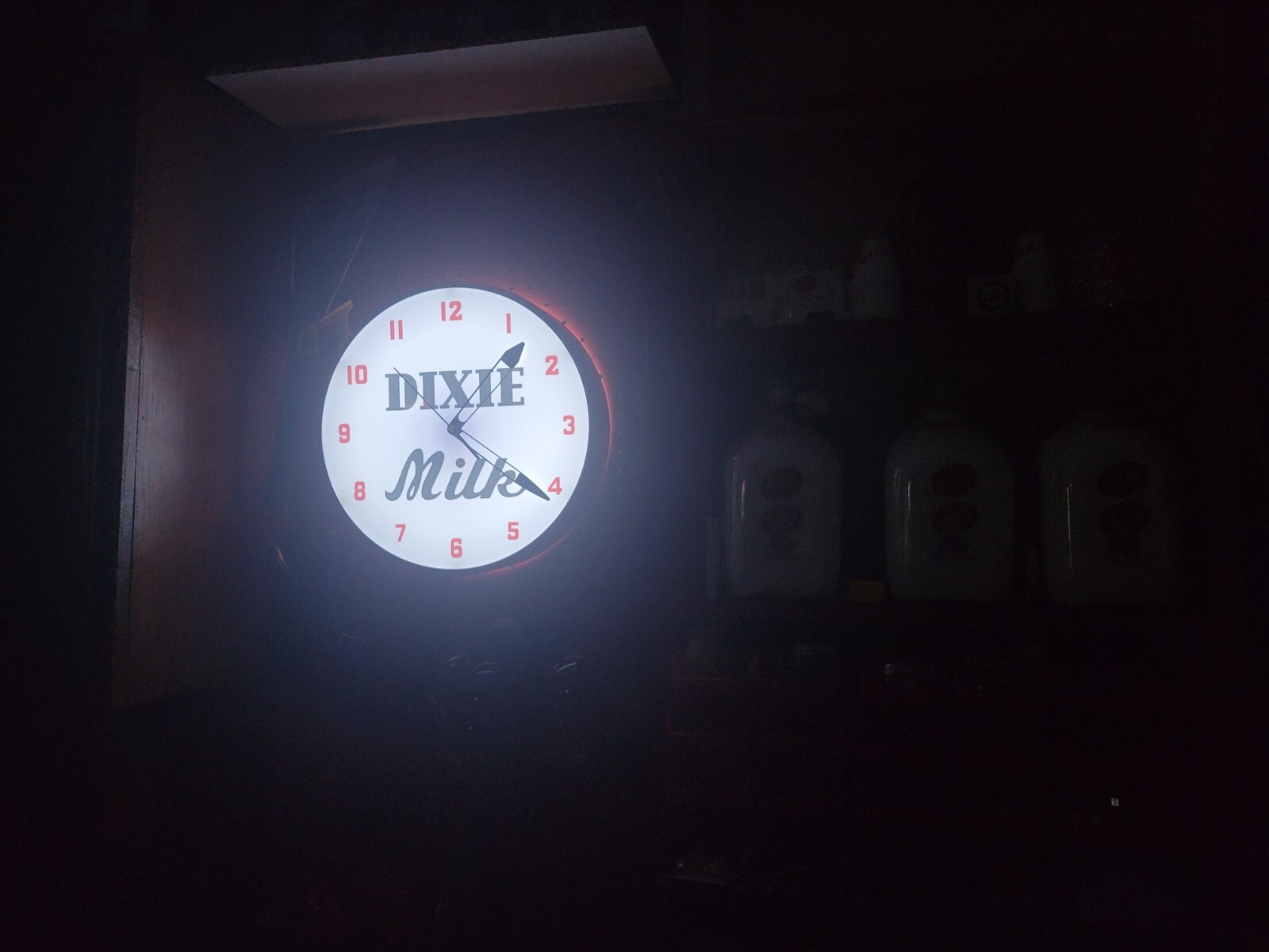 Dixie Dairy Milk Advertising clock light up Gary Indiana wall Pam style ...