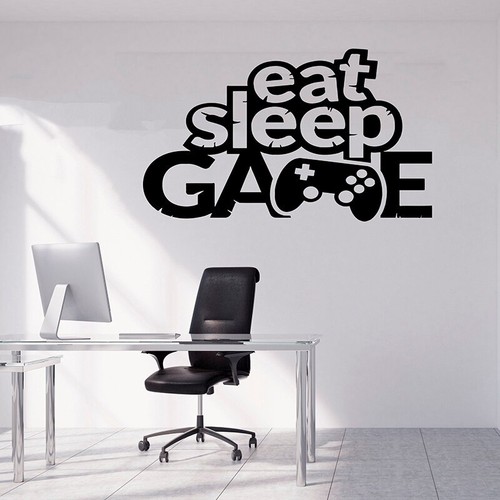wall sticker eat sleep decal home decor video gift game room decor for ...
