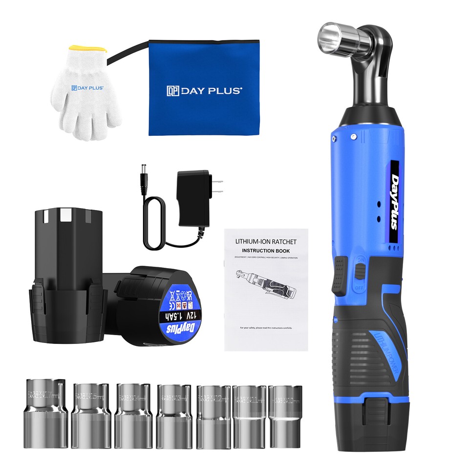 Cordless Impact Ratchet Wrench Driver Electric Rattle Nut Gun Sockets ...