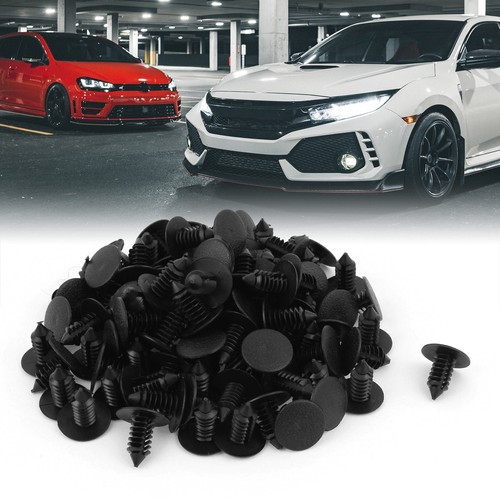 100PCS 9mm Hole Dia Plastic Rivets Fastener Push Clips Black for Car ...