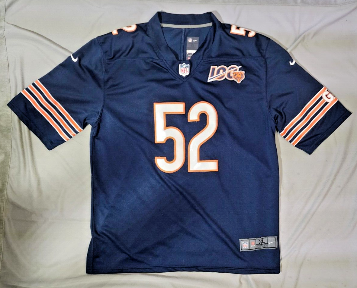 KHALIL MACK Chicago Bears #52 Jersey - 100 Years Patch - Stitched ...