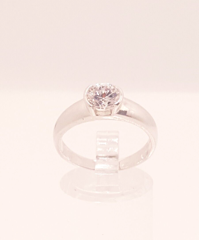 Gorgeous Sparkling White Stone Band Ring 925 Solid Silver Size P~P1/2 ...