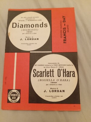 Sheet music Jet Harris Tony Meehan Shadows Diamonds Scarlett O'Hara ...