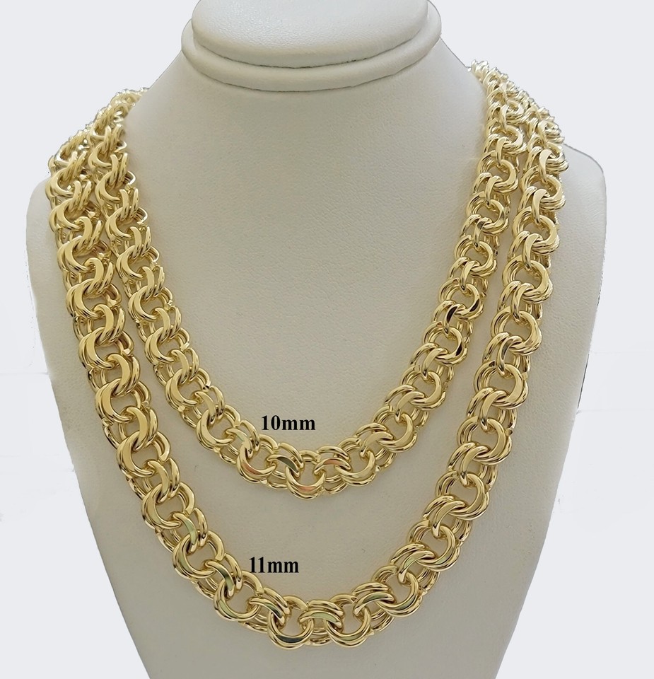 Real 10k Yellow Gold Chino Chain Necklace Solid Link 10mm 22"-26" 10kt ...