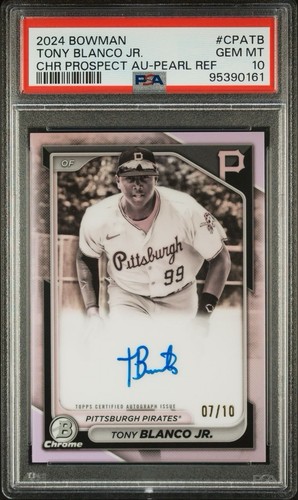 2024 BOWMAN CHROME TONY BLANCO JR. #CPAT8 RC AUTO PEARL REF /10 PIRATES ...