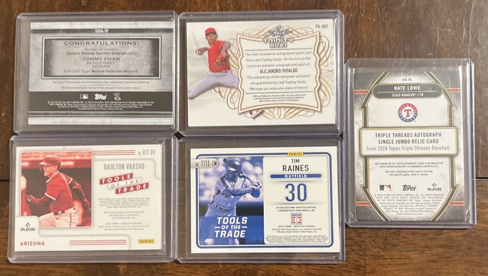 5 Card MLB Relic Auto/Relic Lot!! 4 Patch Autos, 1 Patch! See Desc for ...