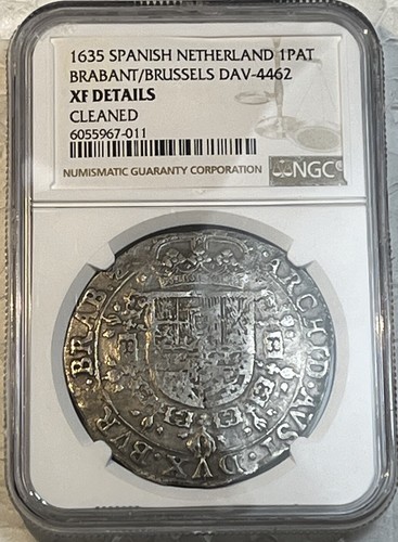 1635 Spanish Netherlands Silver Patagon Crown Coin DAV- 4462 NGC XF ...