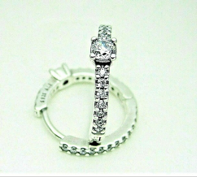 AUTHENTIC PANDORA SPARKLING HOOP EARRINGS #299406C01 for sale online | eBay