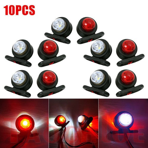 10pcs Red White 12-24V LED Side Marker Lights Car Truck Trailer Van ...