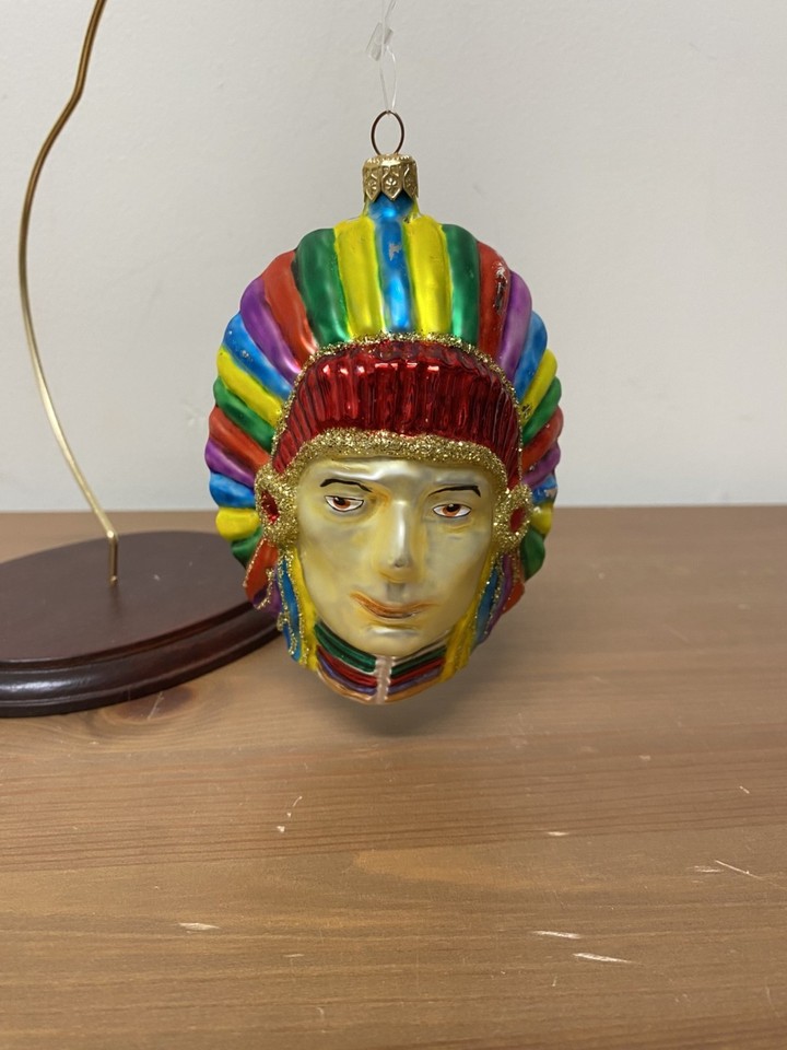 Christopher Radko? Native American Chief Glass Christmas Ornament | eBay