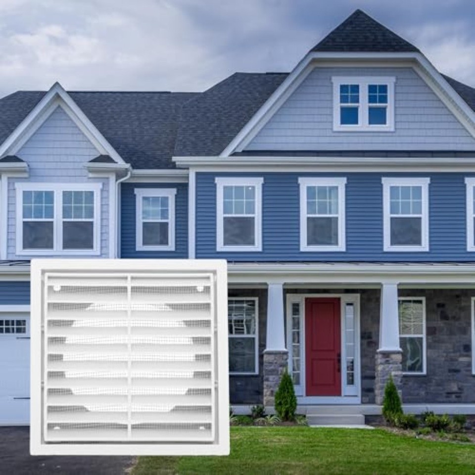 8 Inch Wall Vent Cover with Louvers and Stainless Steel Mesh for Dry ...