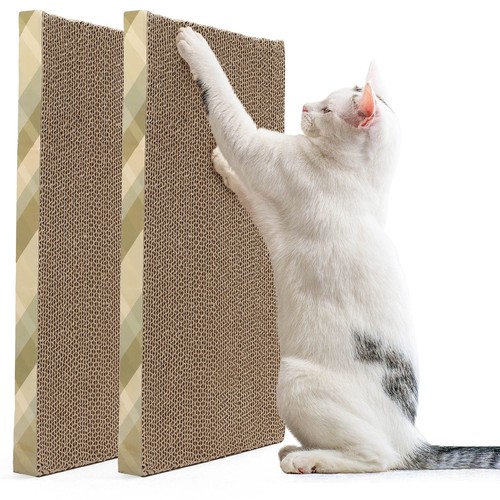 XL Wide Cat Scratcher Cardboard 2 Pack Scratching Pads Corrugated Large ...