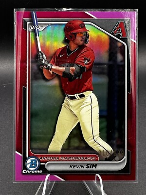 Kevin Sim 2024 Bowman Chrome Fuchsia Pink Refractor BCP-34 Prospect RC ...