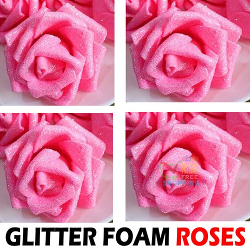 6CM Full Glittered Foam Roses! Artificial Flowers Bling Glittery Shiny ...