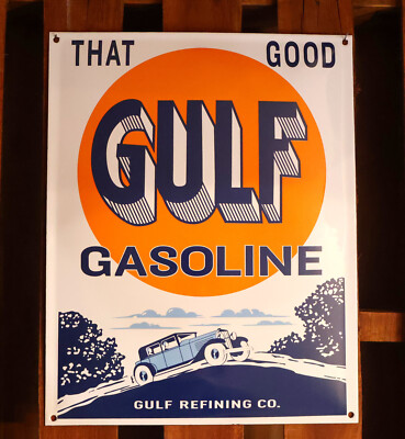 That Good Gulf Gasoline Enamel Porcelain Sign 16.25" X 12.75" Gas ...