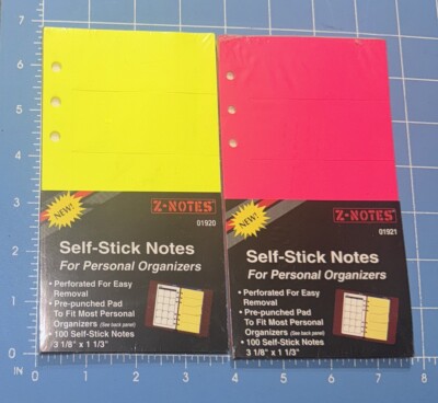 Z-Notes Self Stick Notes For Personal Organizers X2 Neon Yellow & Pink ...
