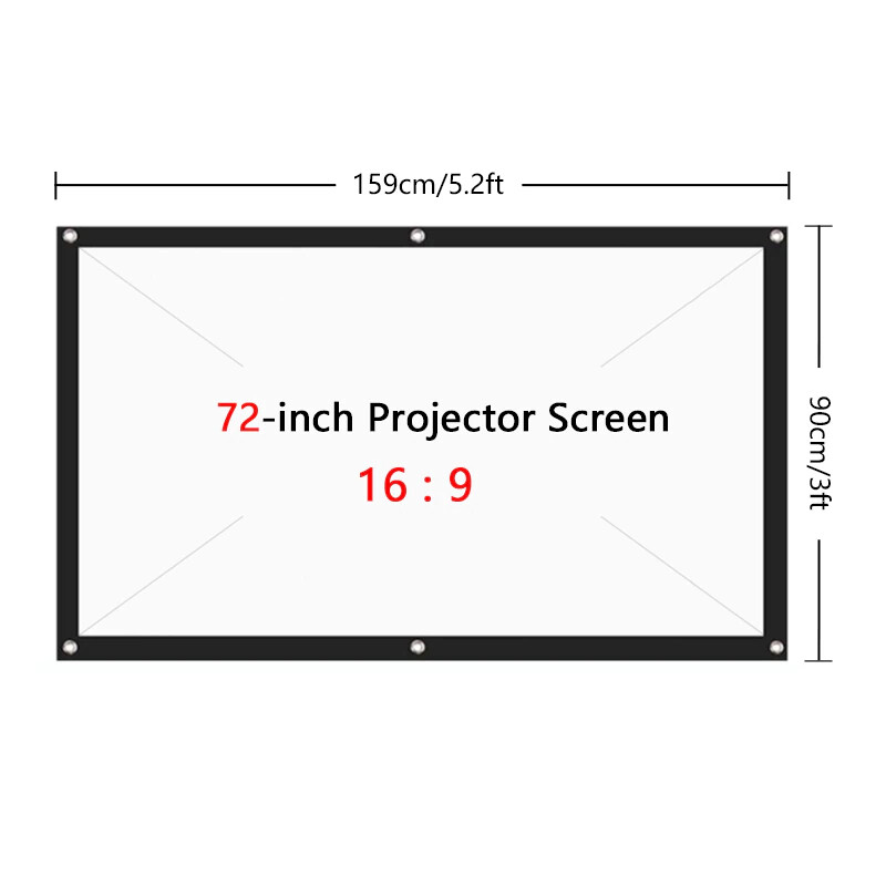 Portable Foldable Projector Screen 16:9 HD Outdoor Home Cinema Theater ...