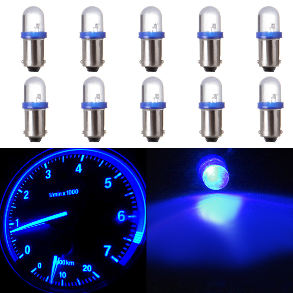 10x 12V LED Light Bulbs Blue BA9s 1895 H6W 53 57 3886X Bayonet For Car ...