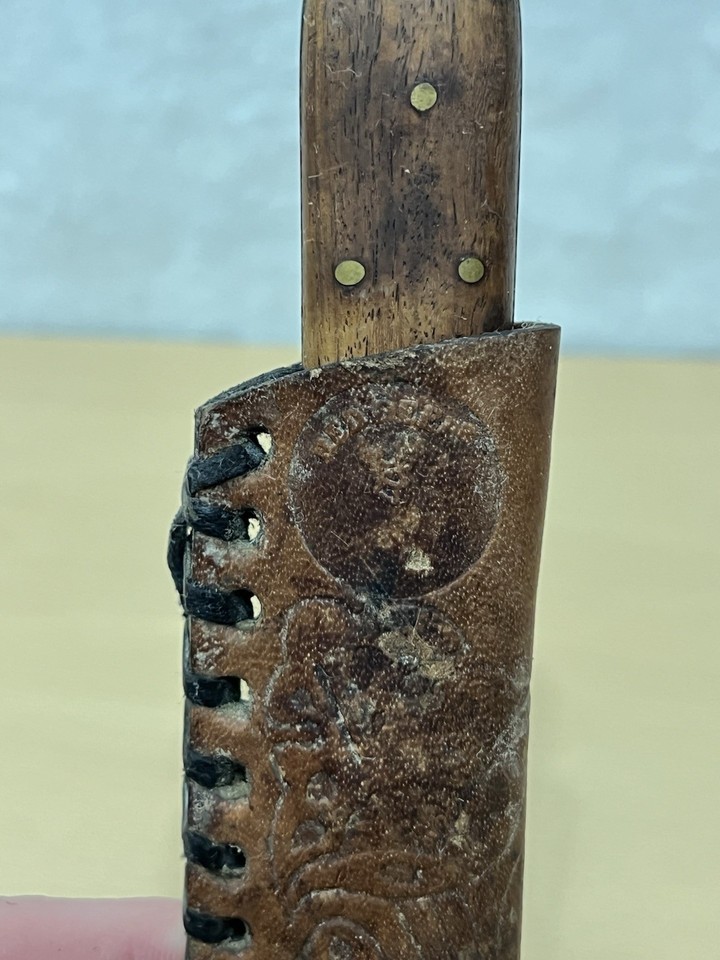 Red Deer Pakistan Fixed Blade Hunting Knife Wood Handle w/ Leather ...