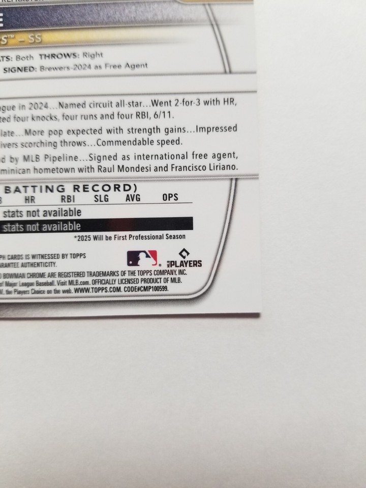 2025 BOWMAN JESUS MADE PEARL REFRACTOR #09/10 1st CHROME On Card ...