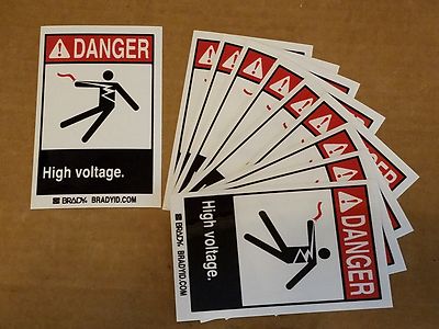Brady Danger High Voltage Warning Self Adhesive Sticker Polyester ...