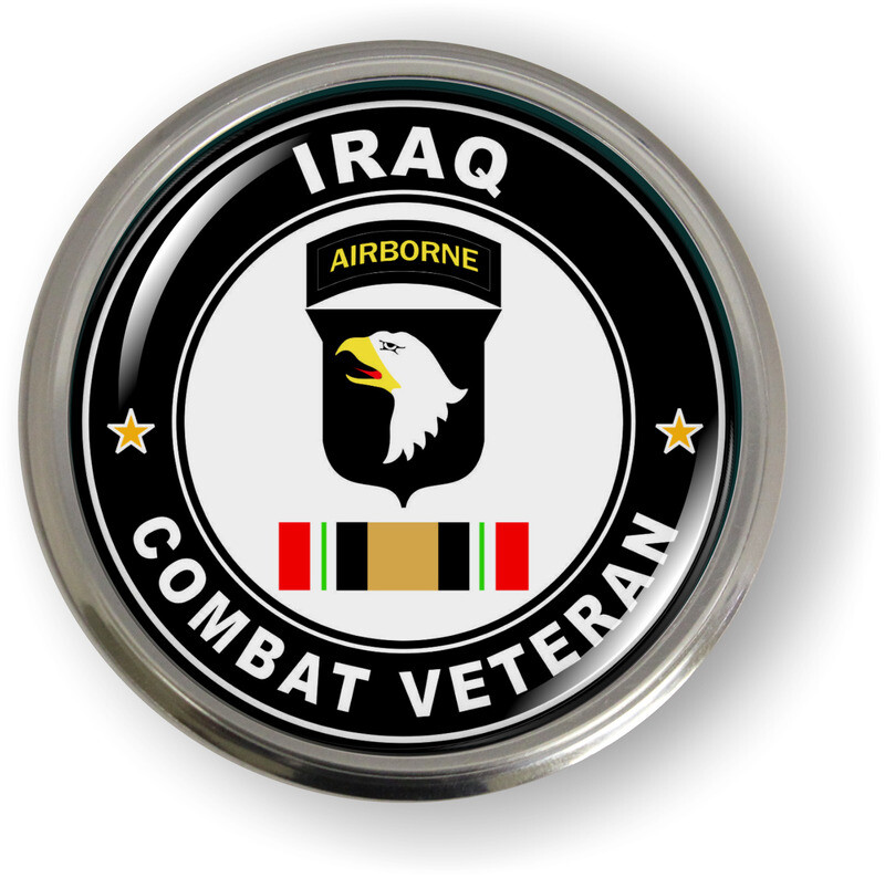 IRAQ COMBAT VETERAN 3D Domed Emblem Car Sticker Chrome ROUND Bezel | eBay